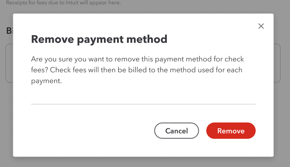 Select payment method for check fees – QuickBooks Bill Pay